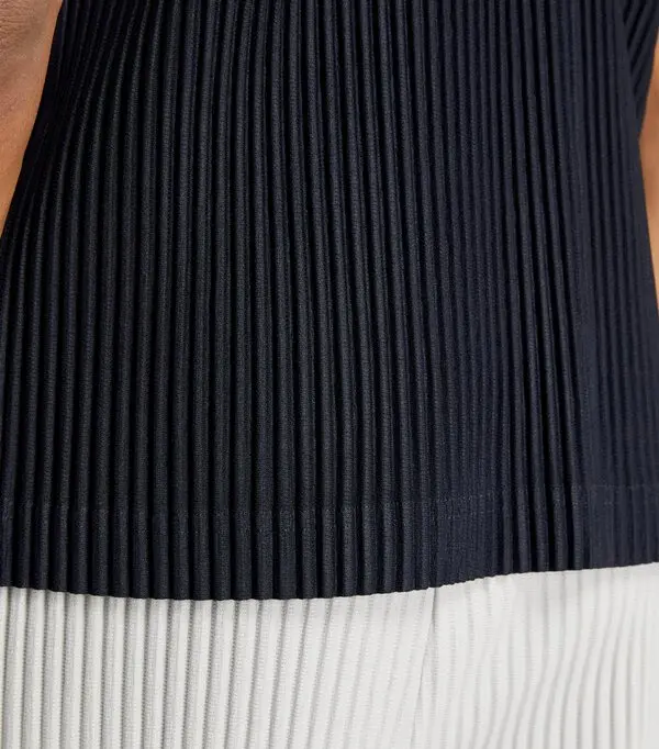 Issey Miyake Pleated Polo Shirt - Navy