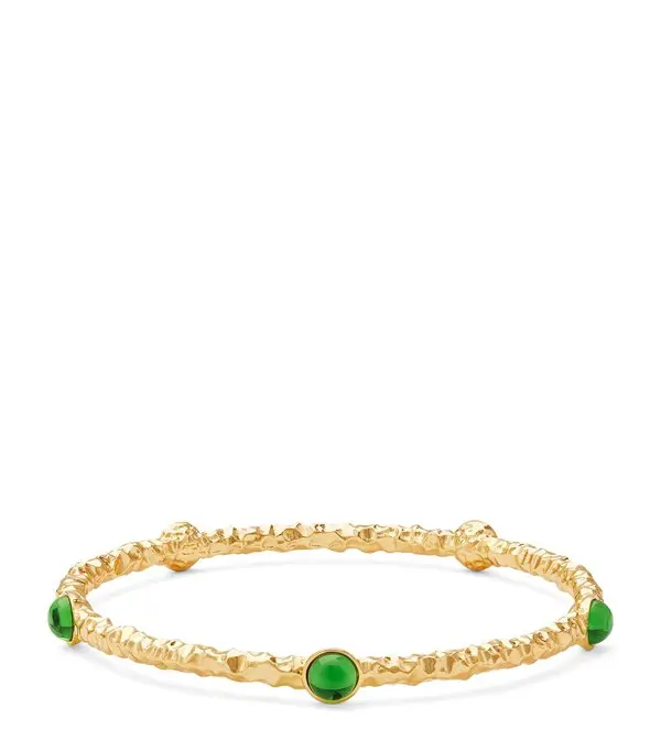 Halcyon Days Gold-plated Cabochon Bangle - Green