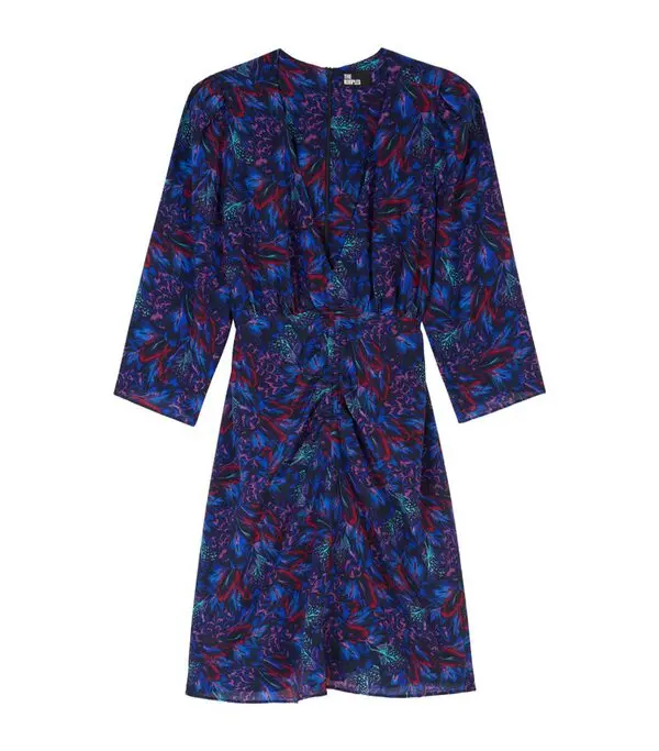 The Kooples Feather Print Mini Dress - Blue | Editorialist