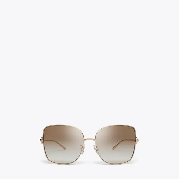 Tory Burch Miller Metal Butterfly Sunglasses - Rose Gold/light Brown Gradient
