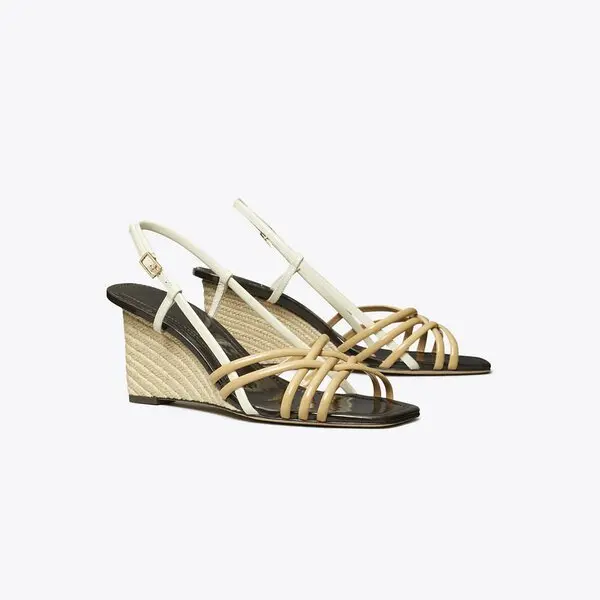 Tory Burch Multi-strap Espadrille Wedge - Cantucci/light Cream