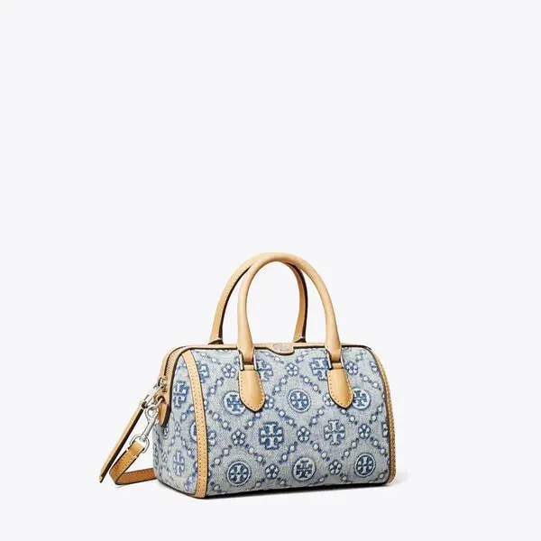 Tory Burch T Monogram Denim Petite Barrel Bag - Powder Blue