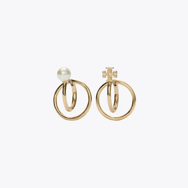 Tory Burch Kira Pearl Double Hoop Earring