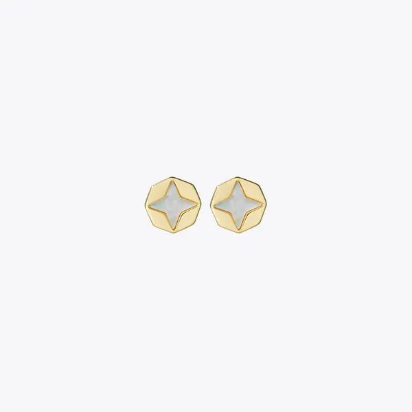 Tory Burch Forget Me Not Stud Earrings - Tory Gold/mother Of Pearl