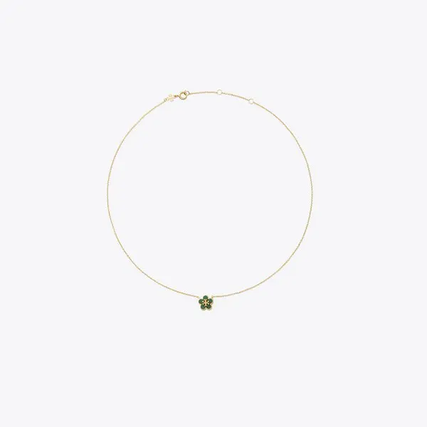 Tory Burch Forget Me Not Pendant Necklace - Tory Gold/dark Kale
