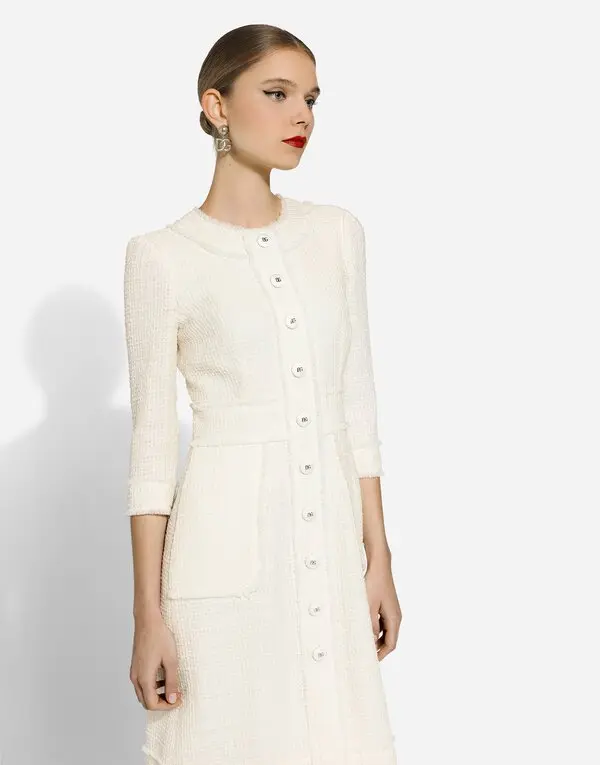 Dolce & Gabbana Raschel Tweed A-line Dress - White