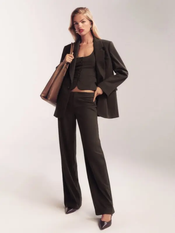REFORMATION Vida Low Rise Pant - Brown