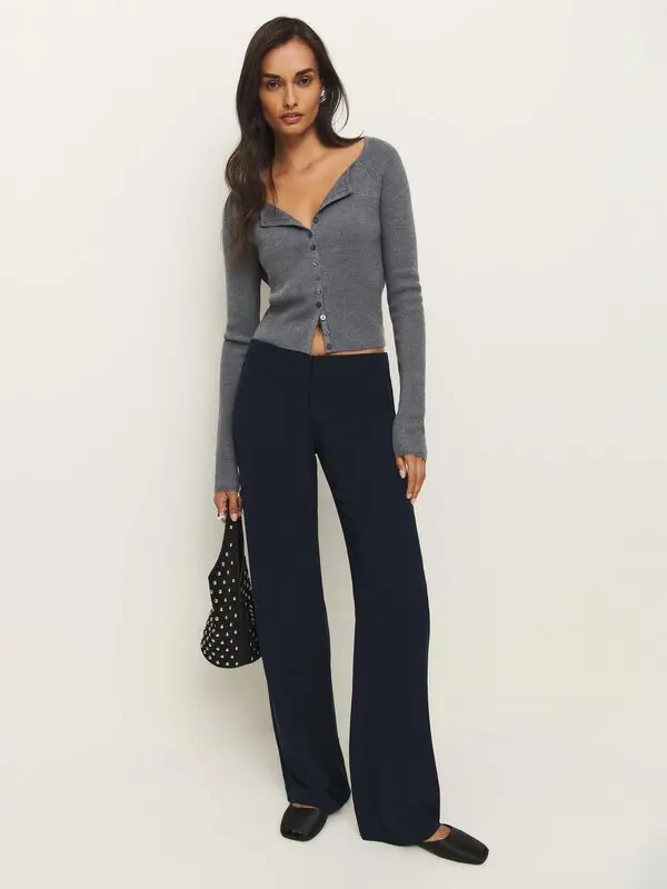 Reformation Vida Low Rise Pant Midnight Editorialist