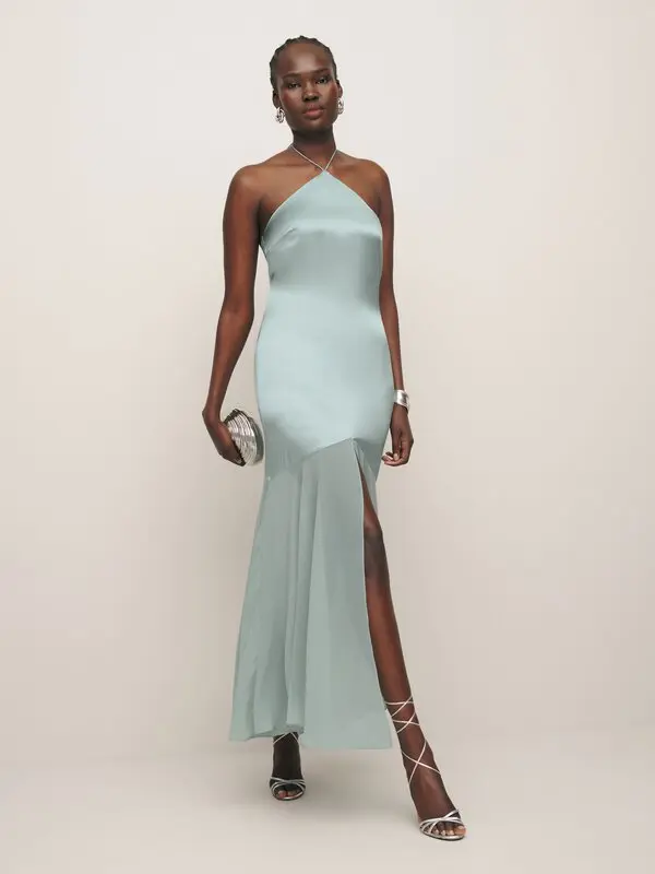 Reformation Tosca Silk Dress In Aquamarine - 70% Off | Editorialist