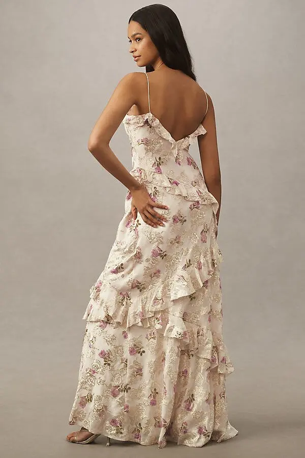 strapless open back dress Rialto Pastel Ruffle Maxi Dress main image 0