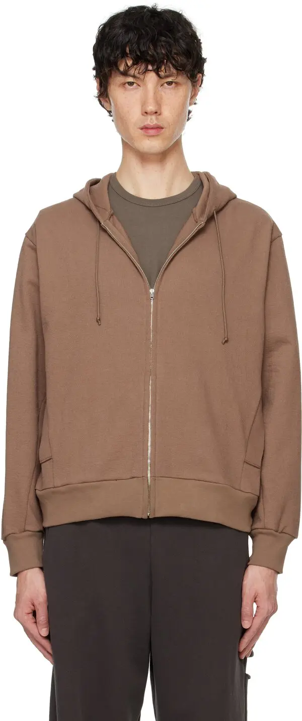 Lady White Co. Brown Textured Zip Hoodie In Sedona - 50% Off