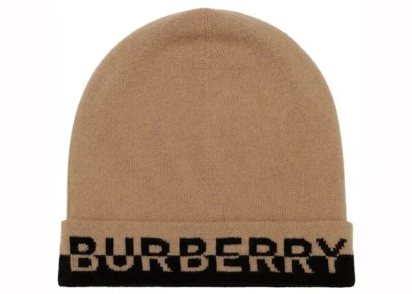 Burberry Embroidered Logo Knitted Beanie - Brown