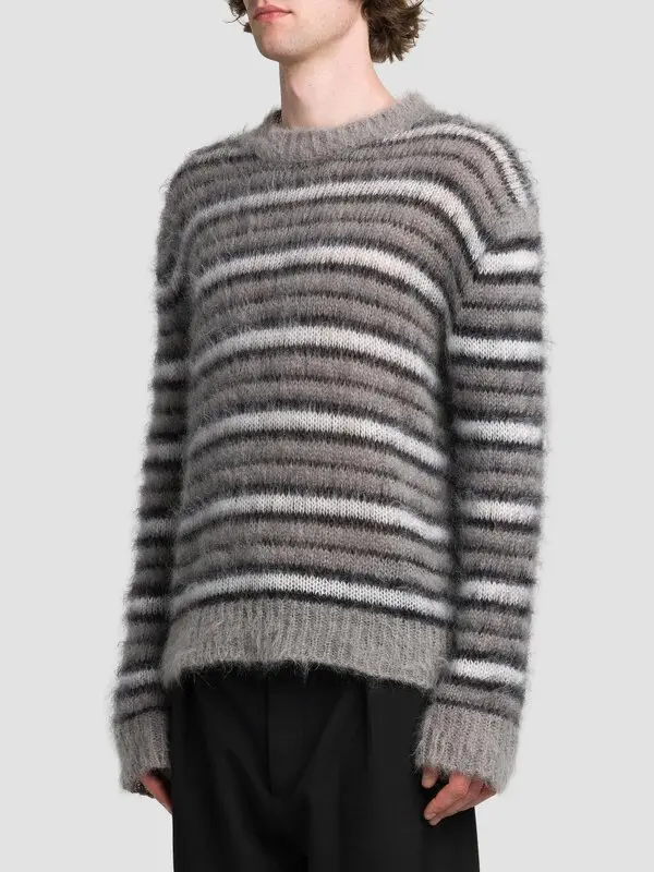 Marni Fuzzy Wuzzy Brushed Stripe Sweater - Antique Silver