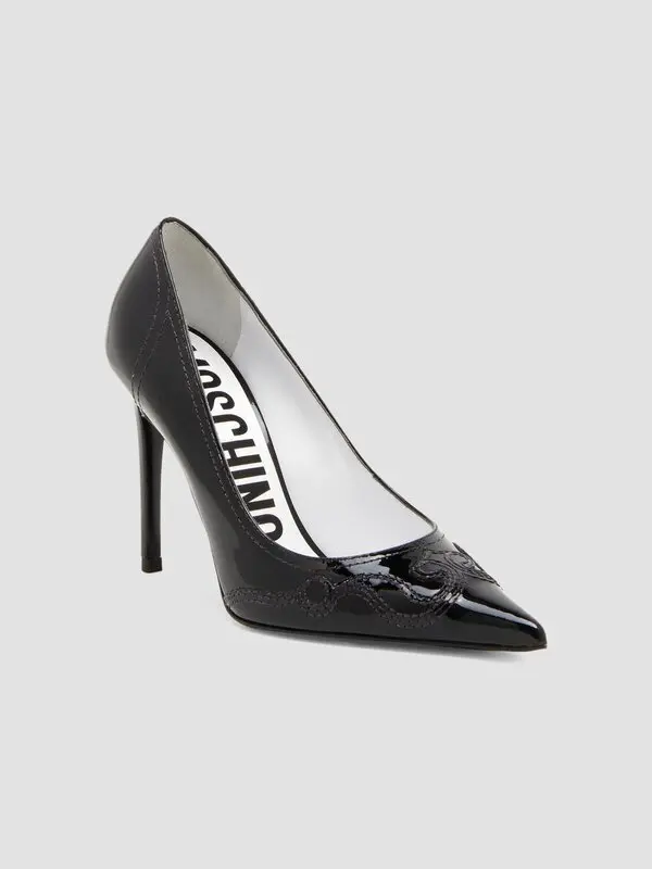 Moschino Question Stitching 100mm Leather Pumps