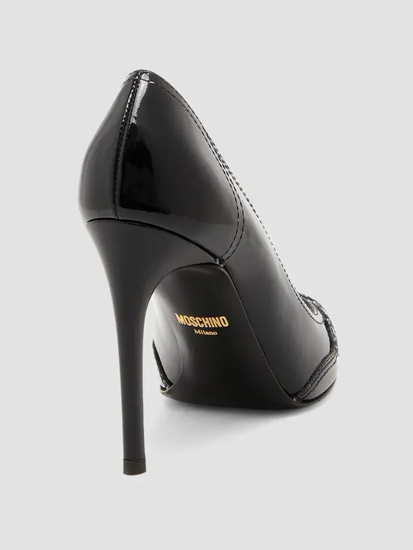 Moschino Question Stitching 100mm Leather Pumps