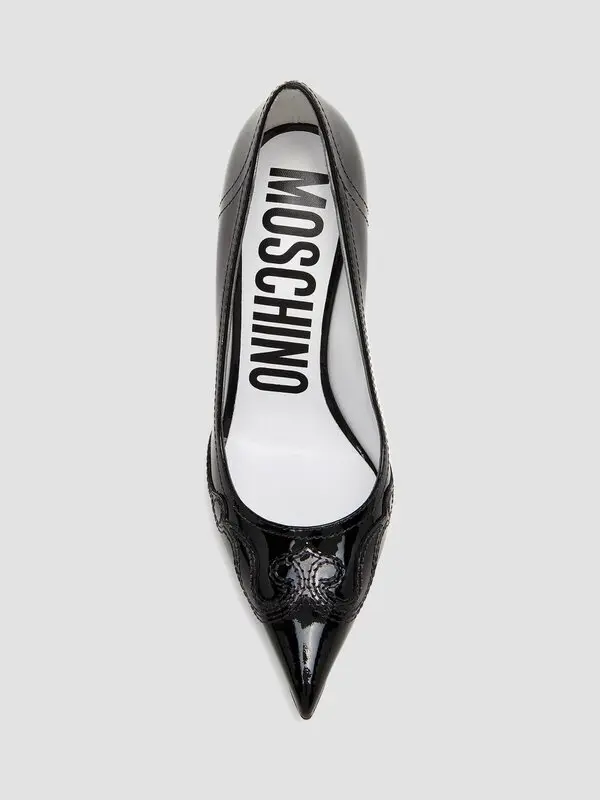 Moschino Question Stitching 100mm Leather Pumps