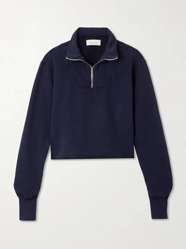 LES TIEN Haley Cropped Sweatshirt - Blue