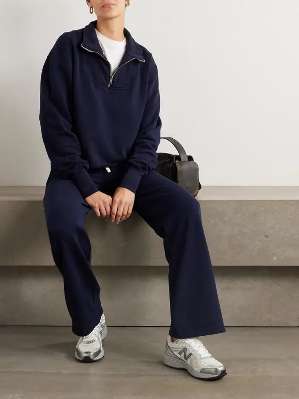 LES TIEN Haley Cropped Sweatshirt - Blue