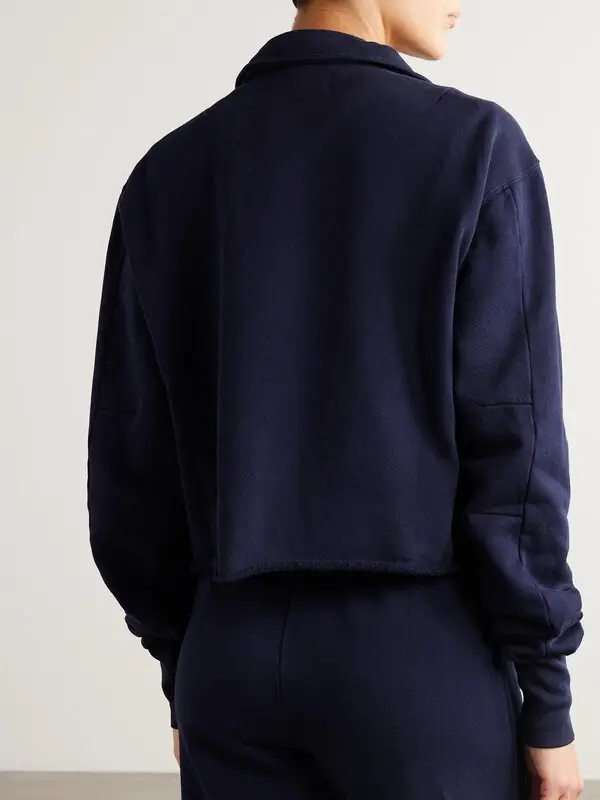 LES TIEN Haley Cropped Sweatshirt - Blue