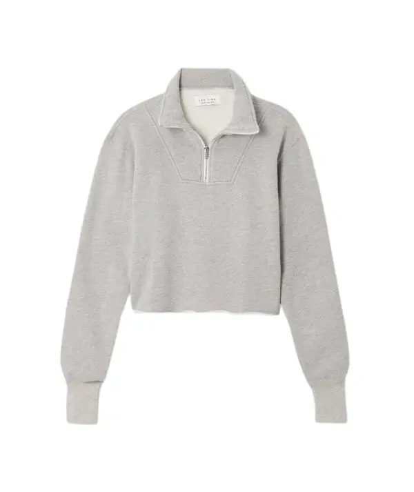 LES TIEN Haley Cropped Sweatshirt - Gray