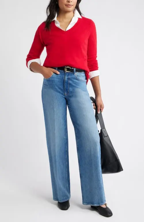 Caslon Cashmere V-neck Sweater - Red Lychee