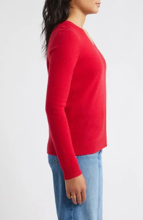 Caslon Cashmere V-neck Sweater - Red Lychee