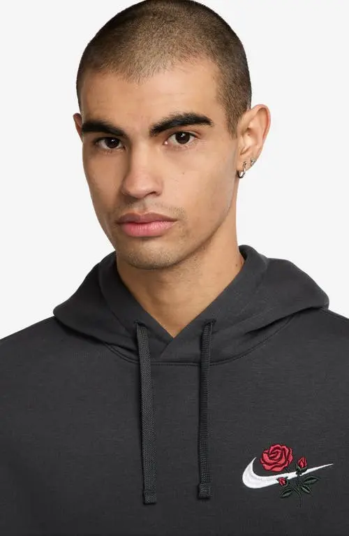 Nike Sportswear Club Embroidered Rose Swoosh Pullover Hoodie