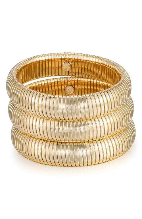 Ettika Set Of Three Cuff Bracelets - Gold