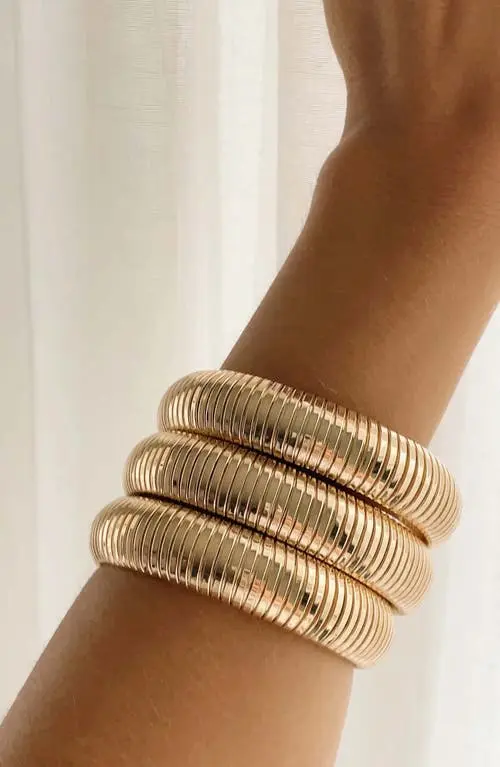 Ettika Set Of Three Cuff Bracelets - Gold
