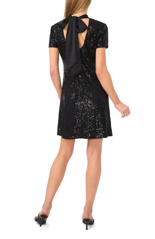 CECE DUPRAZ Sequin Mini Shift Dress - Rich Black