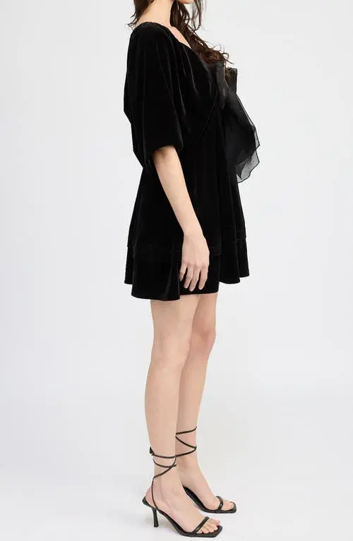 maid of honor black dress Black and White Bow Mini Dress  Front Row Fashions