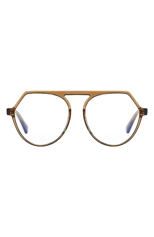 FIFTH & NINTH Carter Round Blue Light Blocking Eyeglasses - Brown / Clear