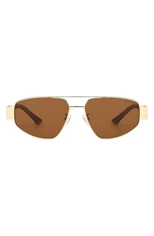 FIFTH & NINTH 58mm Polarized Aviator Sunglasses - Gold / Brown