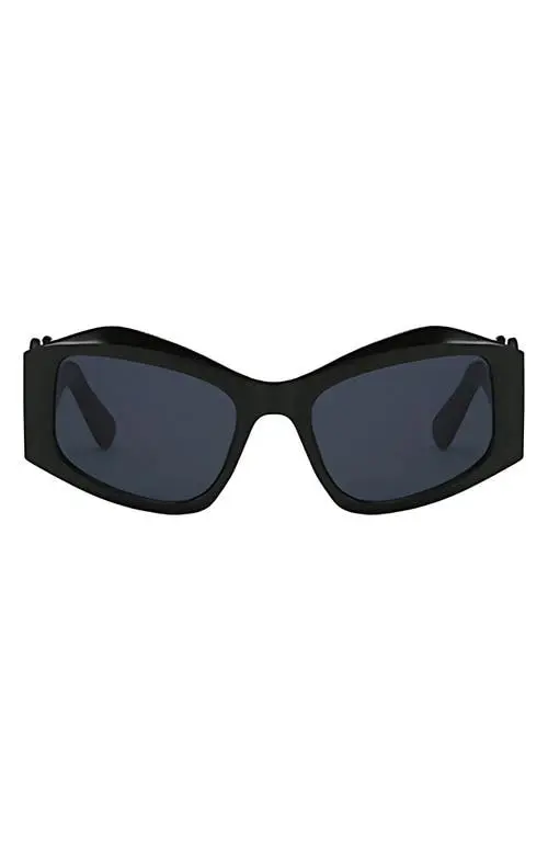 FIFTH & NINTH Jade Polarized Rectangular Sunglasses - Black / Black