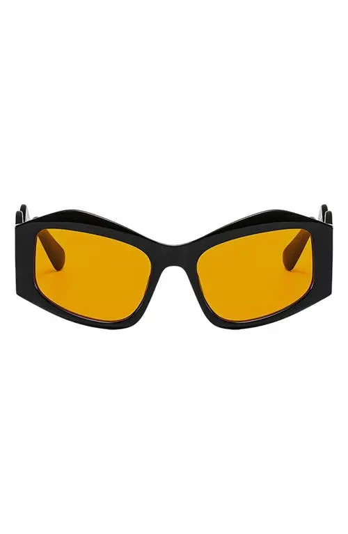 FIFTH & NINTH Jade Polarized Rectangular Sunglasses - Black / Orange