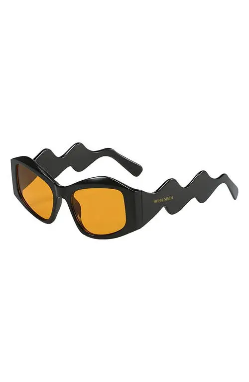 FIFTH & NINTH Jade Polarized Rectangular Sunglasses - Black / Orange