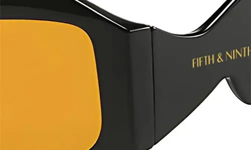 FIFTH & NINTH Jade Polarized Rectangular Sunglasses - Black / Orange