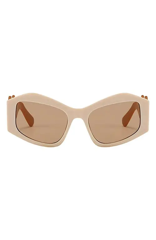 FIFTH & NINTH Jade Polarized Rectangular Sunglasses - Tan / Champagne