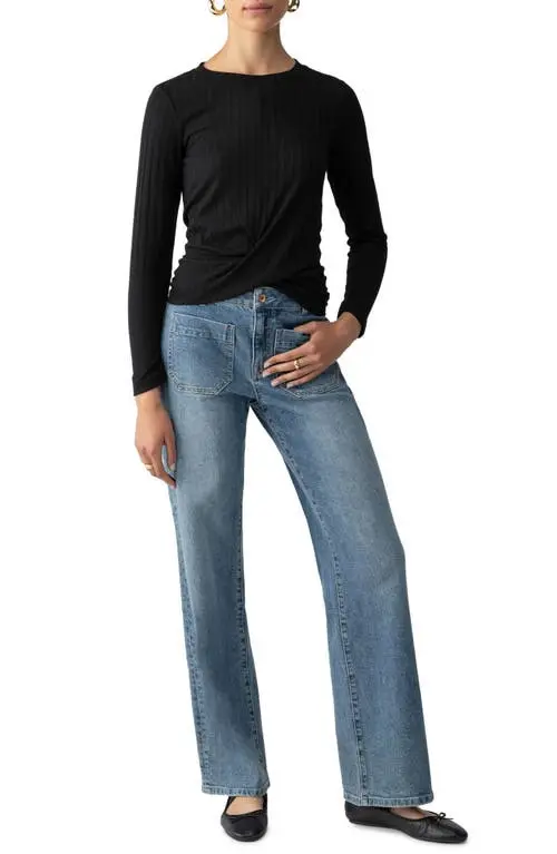 Sanctuary Twist Front Rib Knit Top