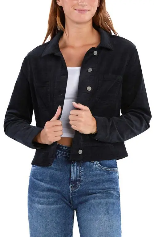 WASH LAB DENIM Crop Corduroy Jacket - Sleek Black