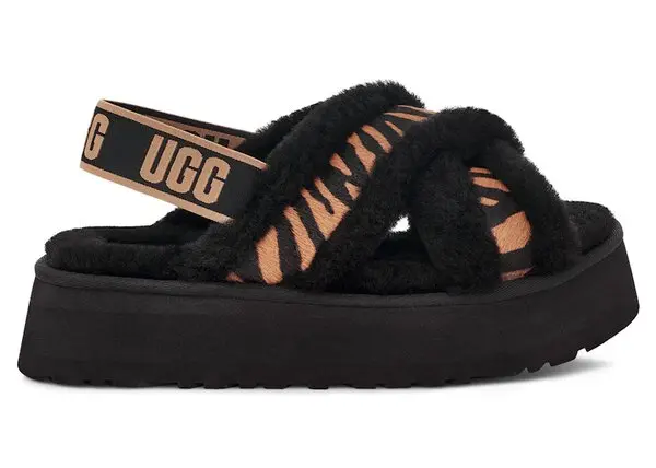 UGG Disco Cross Slide Tiger Print - Light Butterscotch