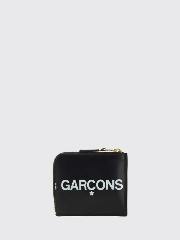 Comme Des Garçons Leather Wallet With Contrasting Logo And Zip Closure