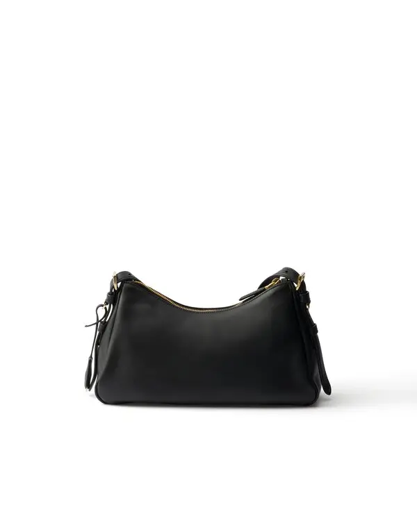 Prada Aimée Medium Leather Shoulder Bag - Black
