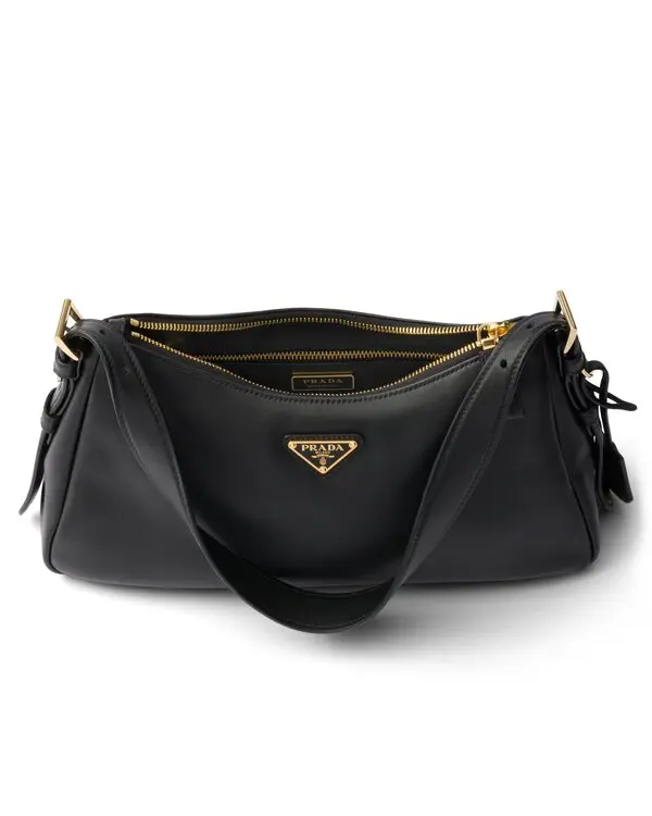 Prada Aimée Medium Leather Shoulder Bag - Black