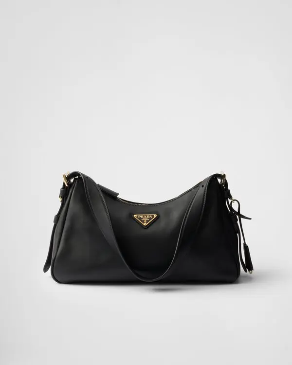 Prada Aimée Medium Leather Shoulder Bag - Black