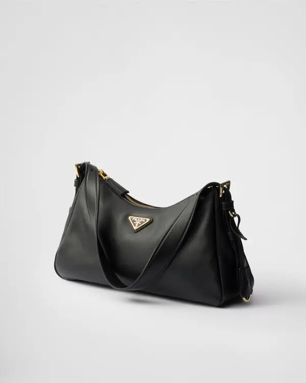 Prada Aimée Medium Leather Shoulder Bag - Black