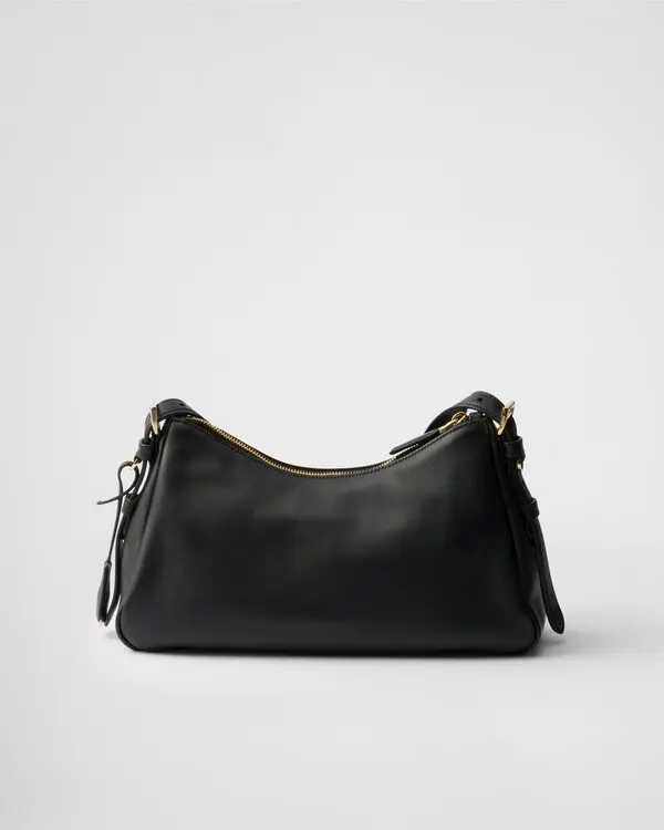 Prada Aimée Medium Leather Shoulder Bag - Black