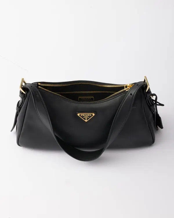 Prada Aimée Medium Leather Shoulder Bag - Black