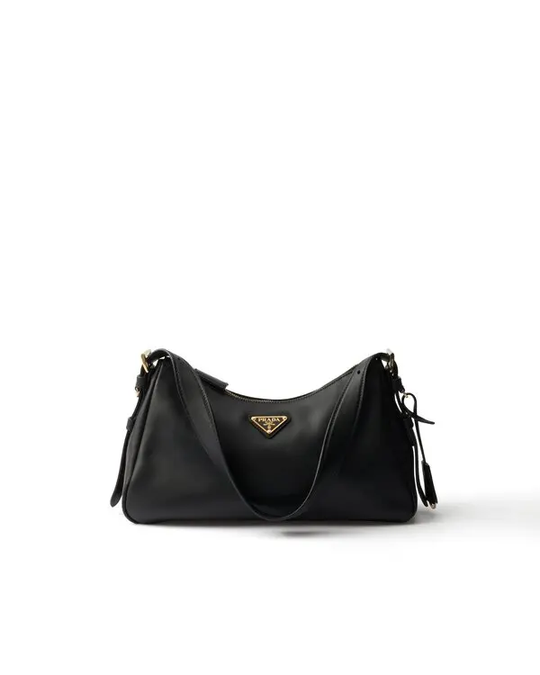 Prada Aimée Medium Leather Shoulder Bag - Black