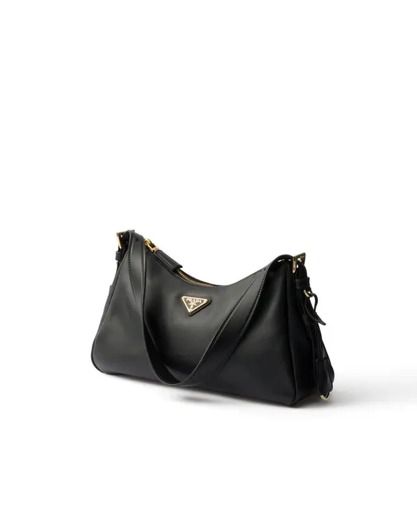 Prada Aimée Medium Leather Shoulder Bag - Black